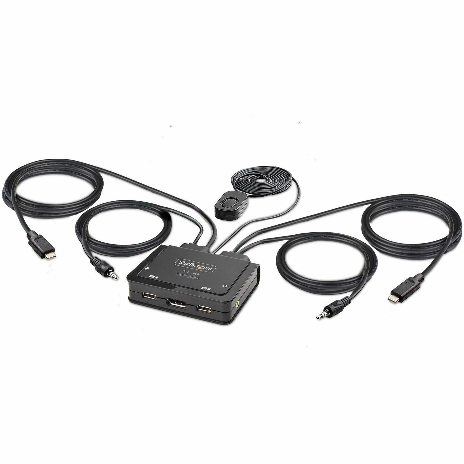 2-Port USB-C Cable KVM Switch 4K 60Hz DisplayPort Output Compact KVM ...