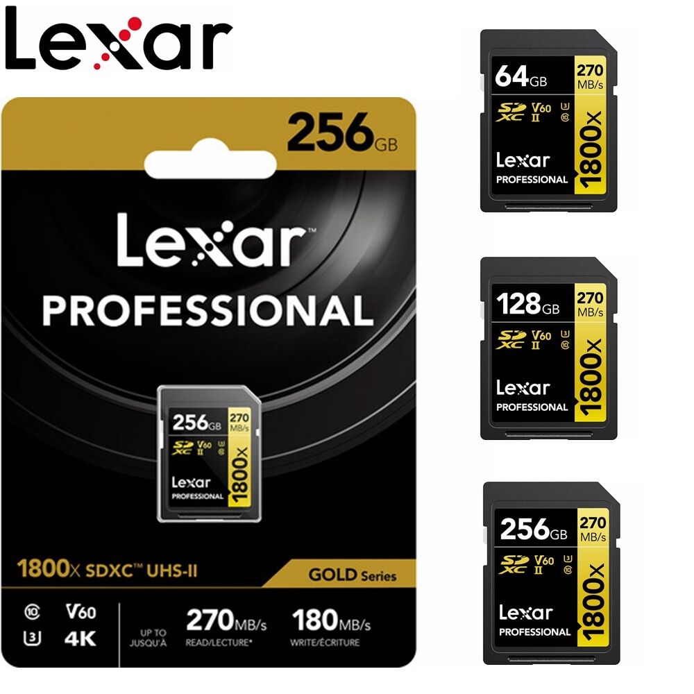 SD Card Lexar Professional 1800x 64GB 128GB 256GB SDXC UHS-II V60 U3 ...