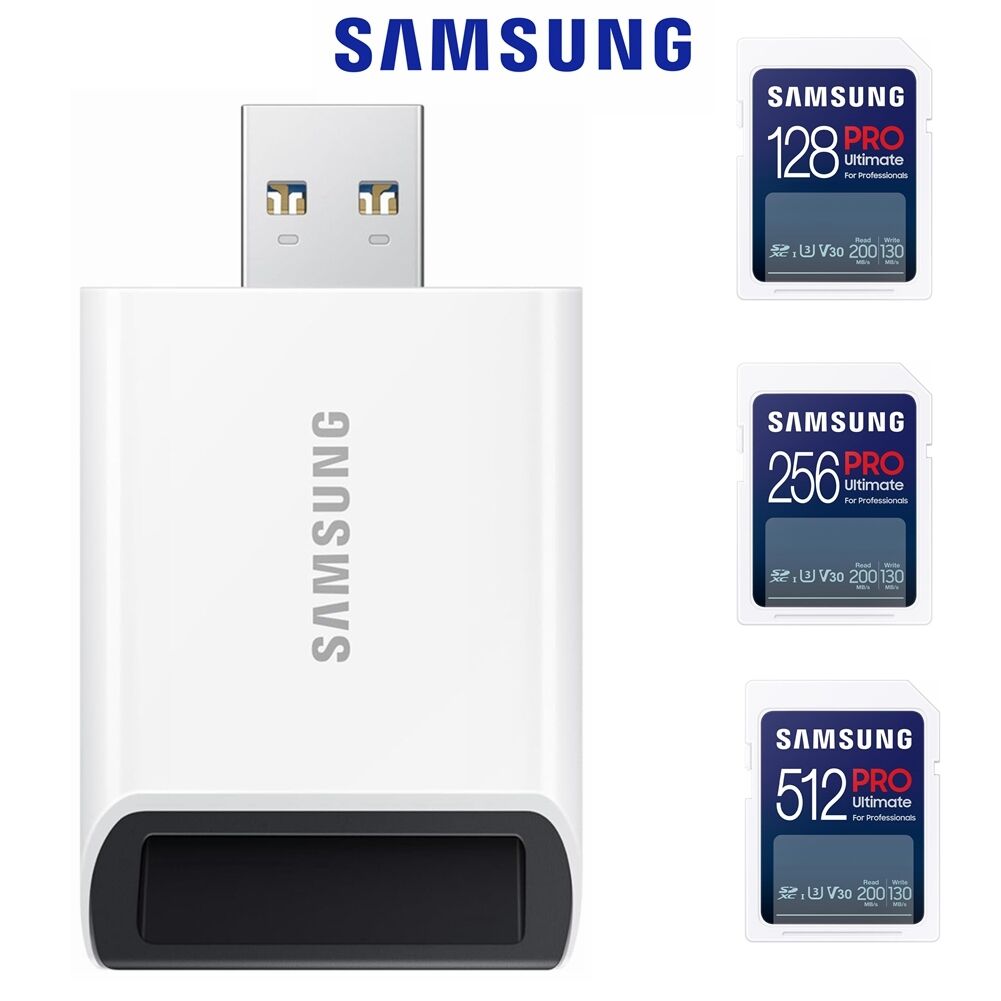 SD Card & USB Reader SAMSUNG PRO Ultimate 128GB 256GB 512GB SDXC C10 U3 ...