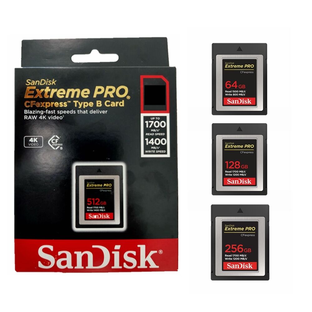 CF Card SanDisk Extreme PRO 64 GB 128 GB 256 GB 512 GB CFexpress Type B ...