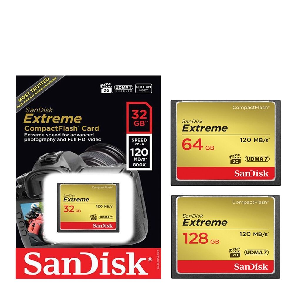 SanDisk Extreme CF Card Compact Flash 120MB/s Camera DSLR Memory Card ...
