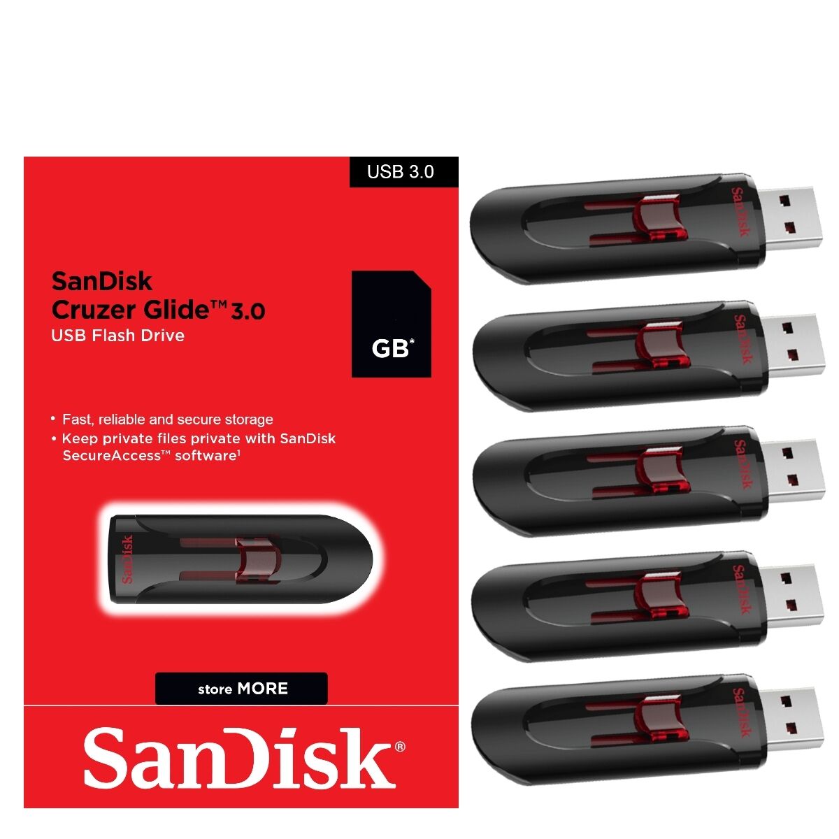USB SanDisk Cruzer Glide 3.0 16GB 32GB 64GB 128GB 256GB Flash Drive ...