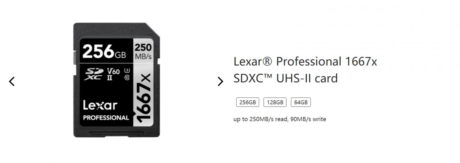 Lexar SD Card SDXC 1667X UHS-II Professional Camera DSLR TF 64GB 128GB ...